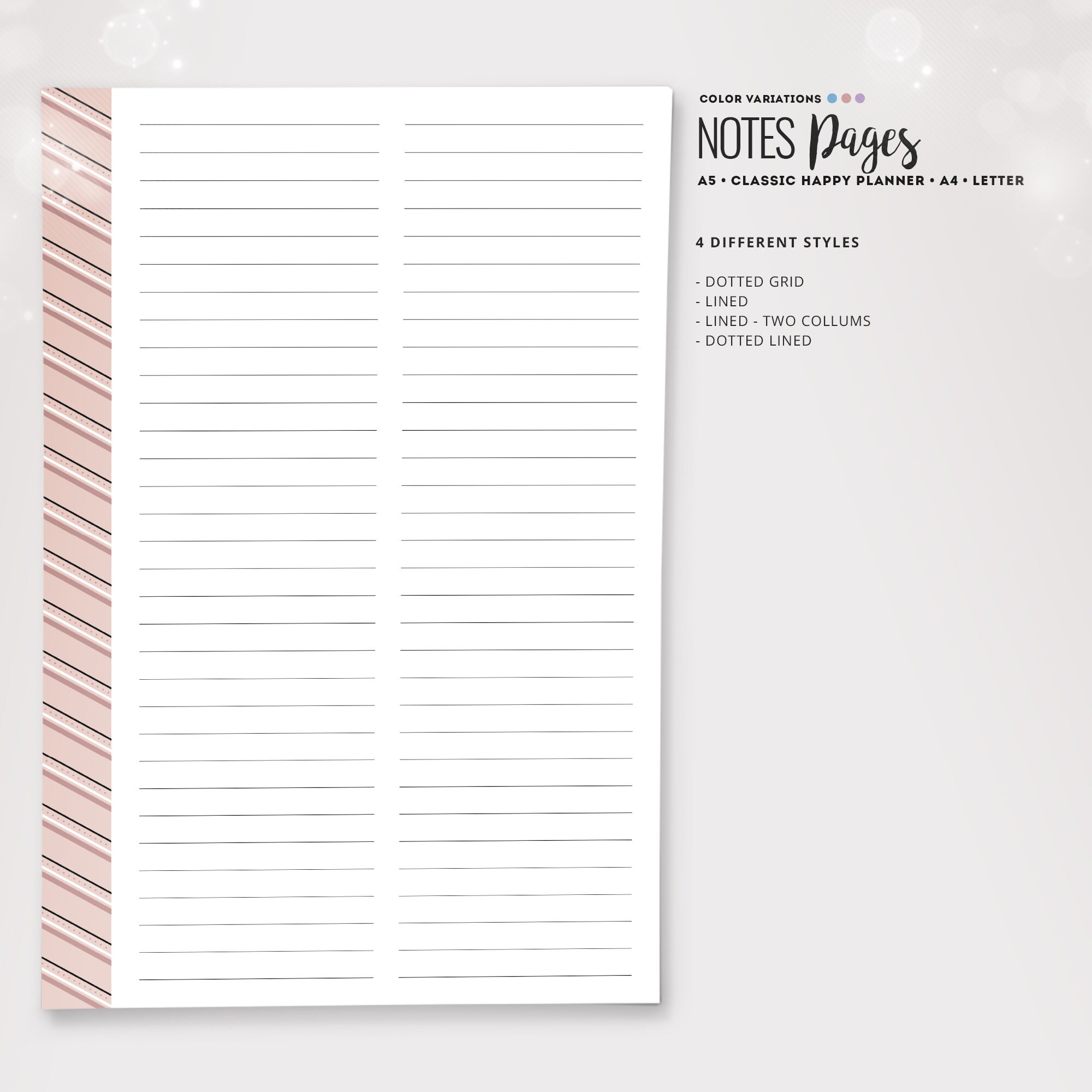 Printable Note Pages A5 Dot Grid A5 Lined Pages Classic - Etsy