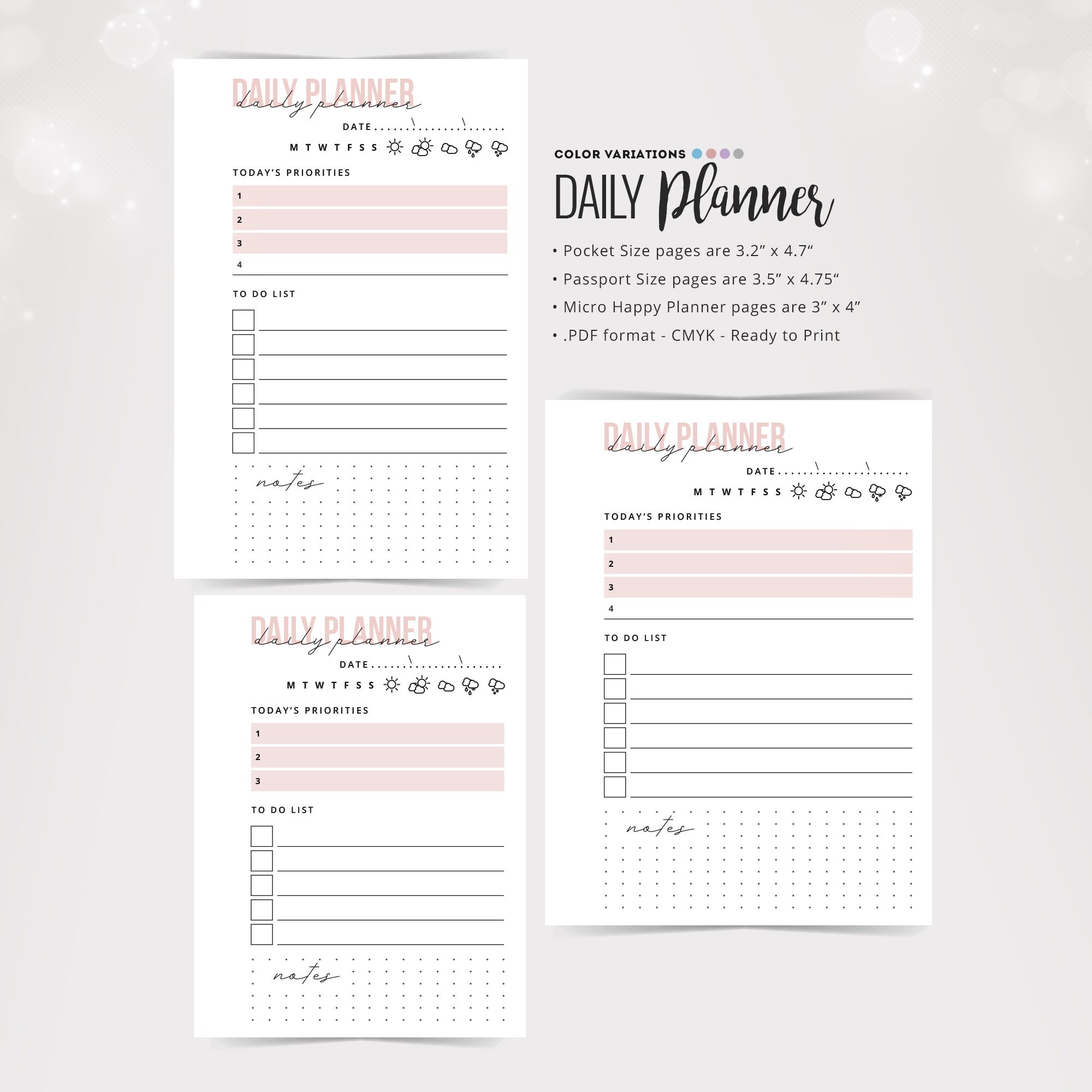 Pocket Size Daily Planner Passport Daily Planner Micro Happy - Etsy