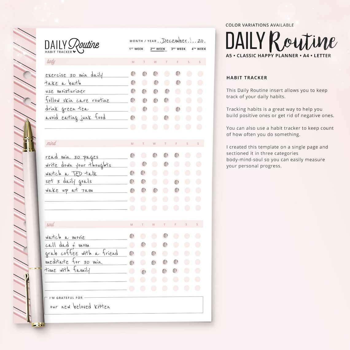 Daily Routine Planner Habit Tracker Weekly Habit Tracker - Etsy