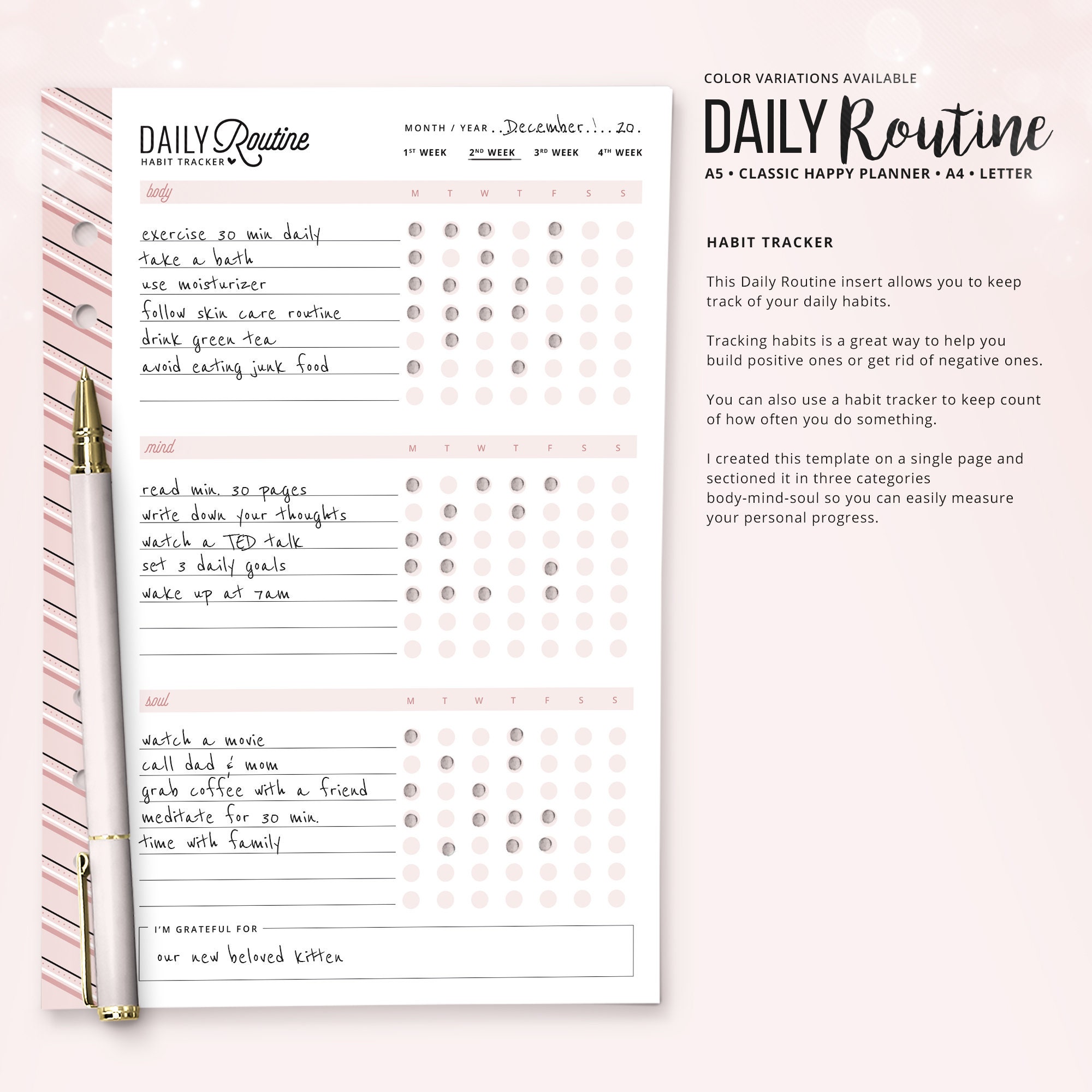 Daily Routine Planner Habit Tracker Weekly Habit Tracker - Etsy