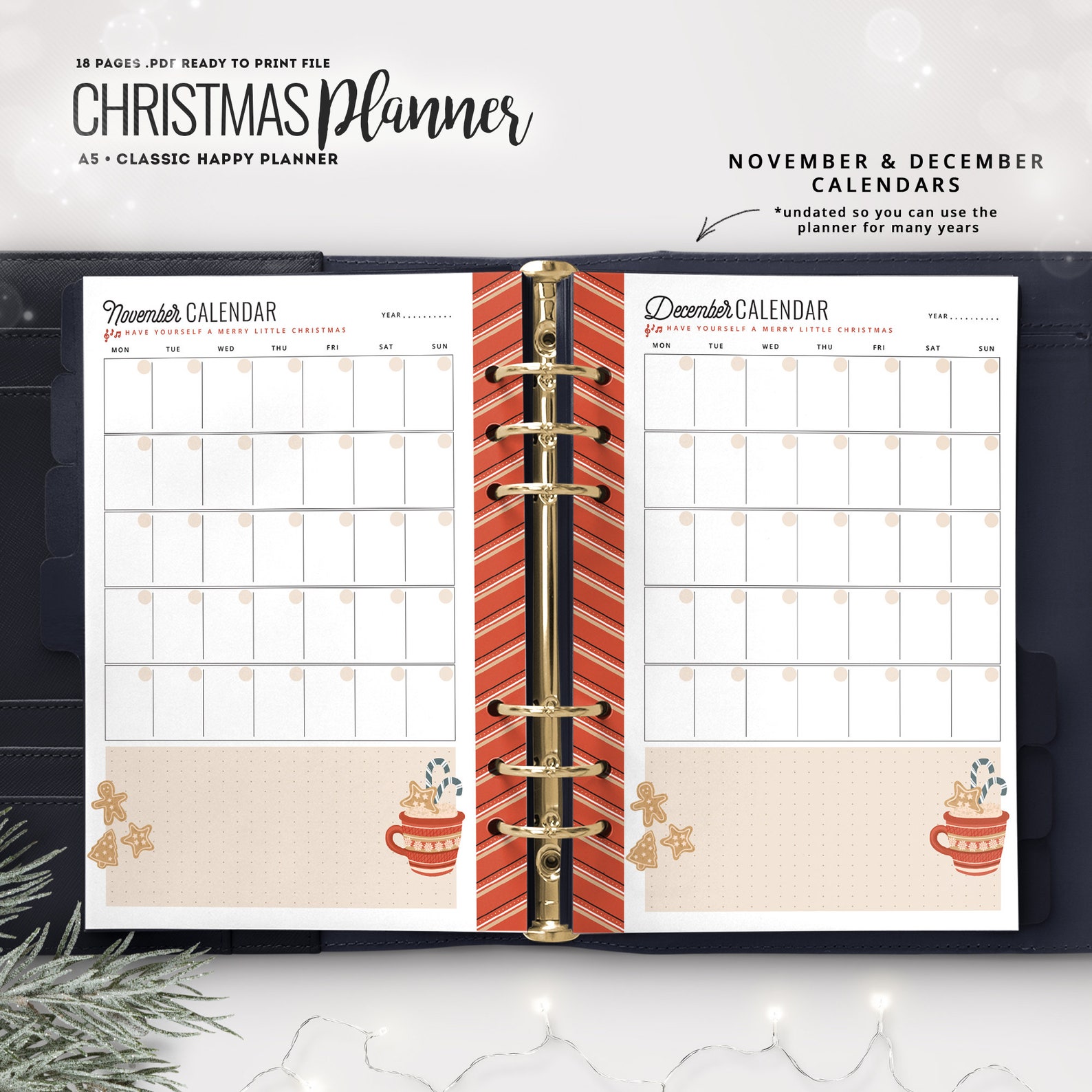 Christmas Planner Printable Christmas A5 Planner Happy - Etsy