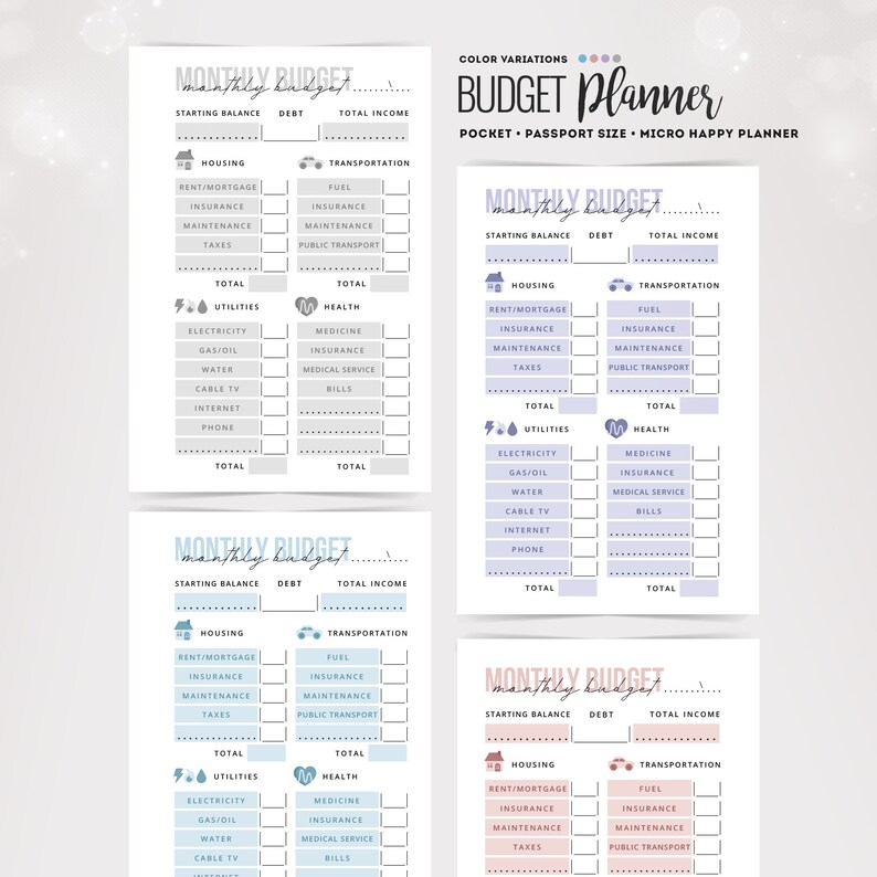 Monthly Budget Planner Insert, Pocket, Passport, Micro HP (PDF) - Etsy