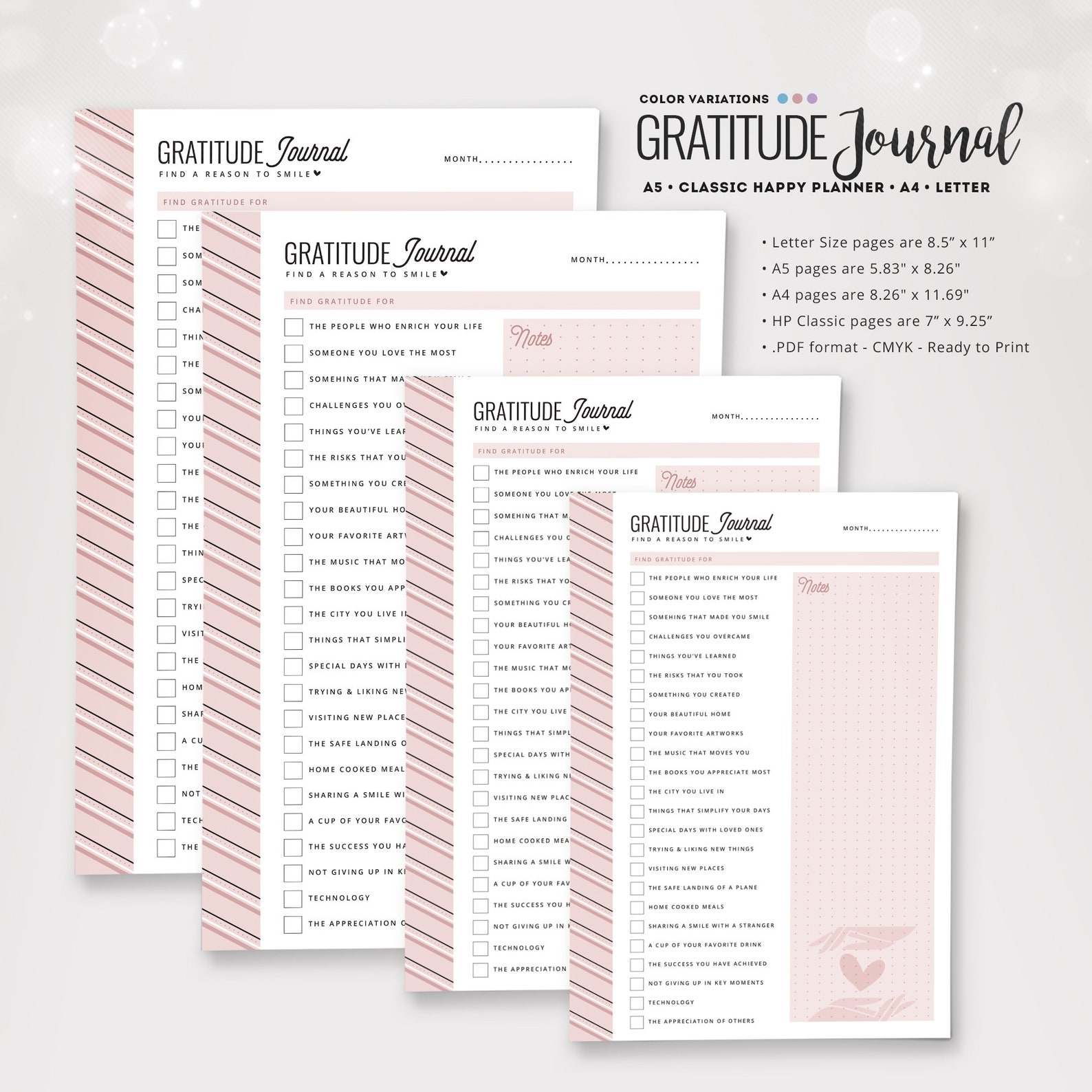 Gratitude Journal Printable Gratitude Planner Daily | Etsy