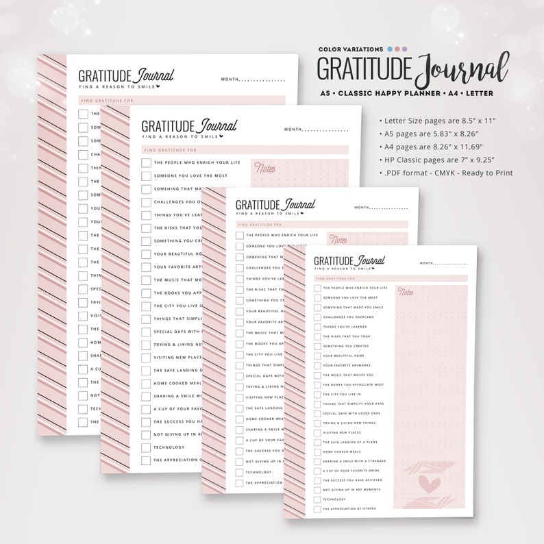 Gratitude Journal Printable, Gratitude Planner, Daily Gratitude Log ...