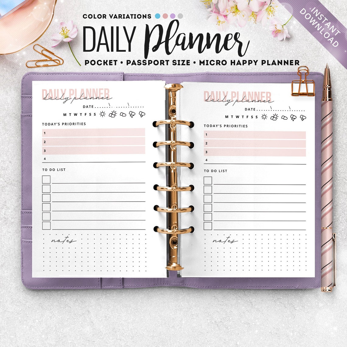 Pocket Size Daily Planner Passport Daily Planner Micro Happy | Etsy