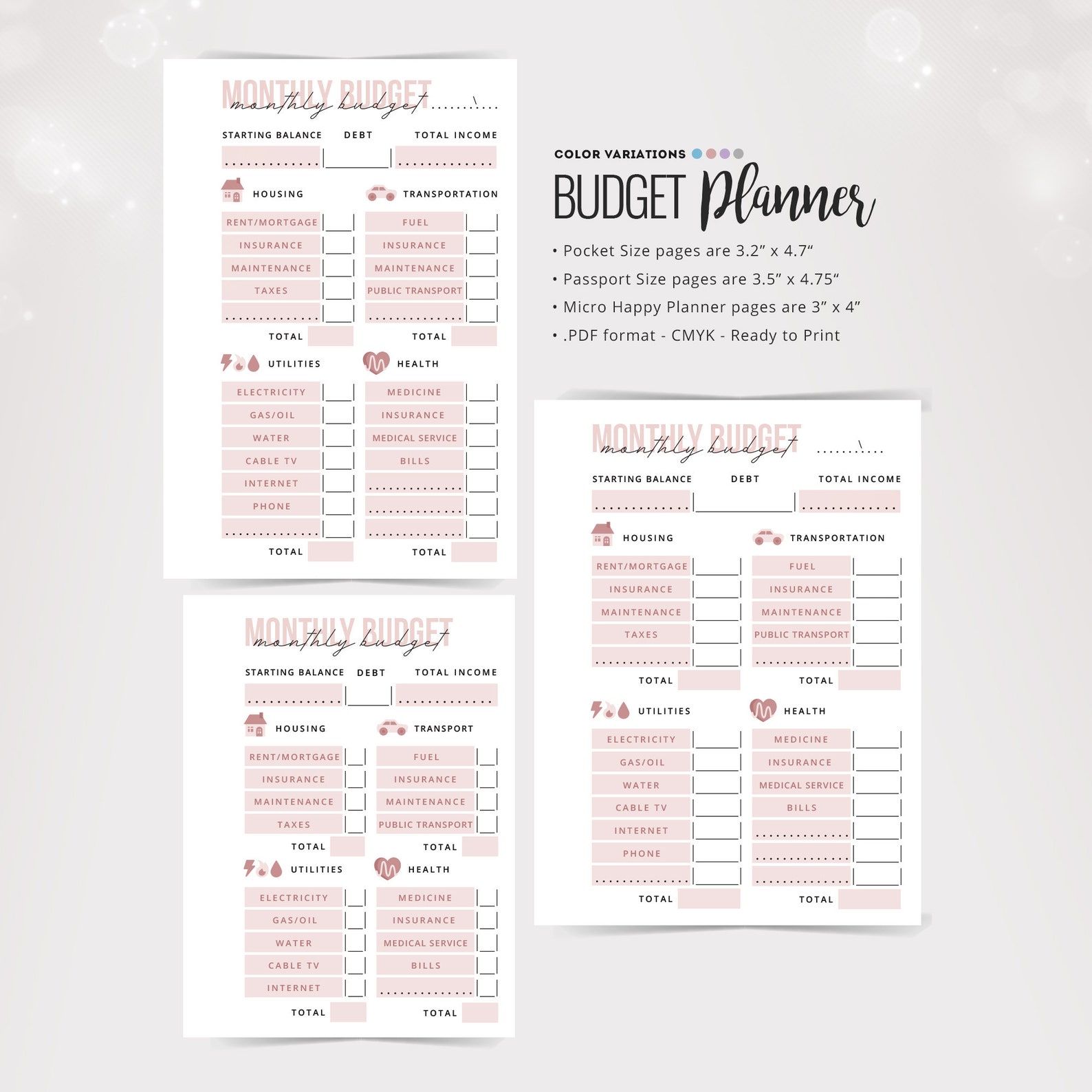 Monthly Budget, Pocket Size Budget Planner, Passport Budget Planner ...