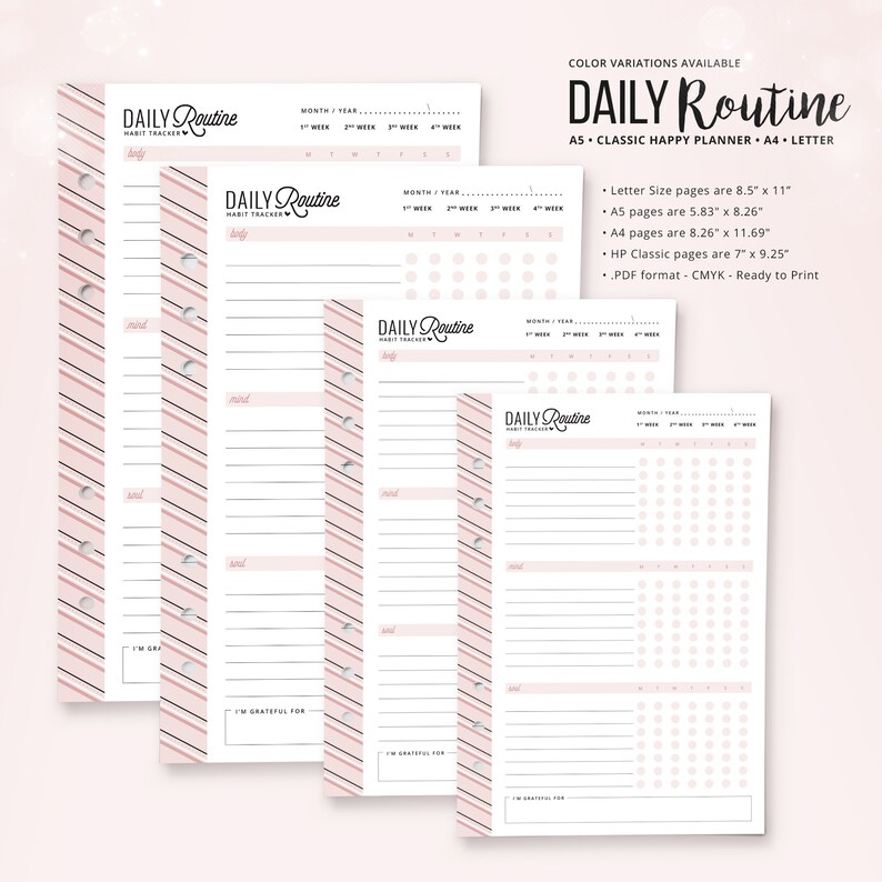 Daily Routine Planner Habit Tracker Weekly Habit Tracker - Etsy