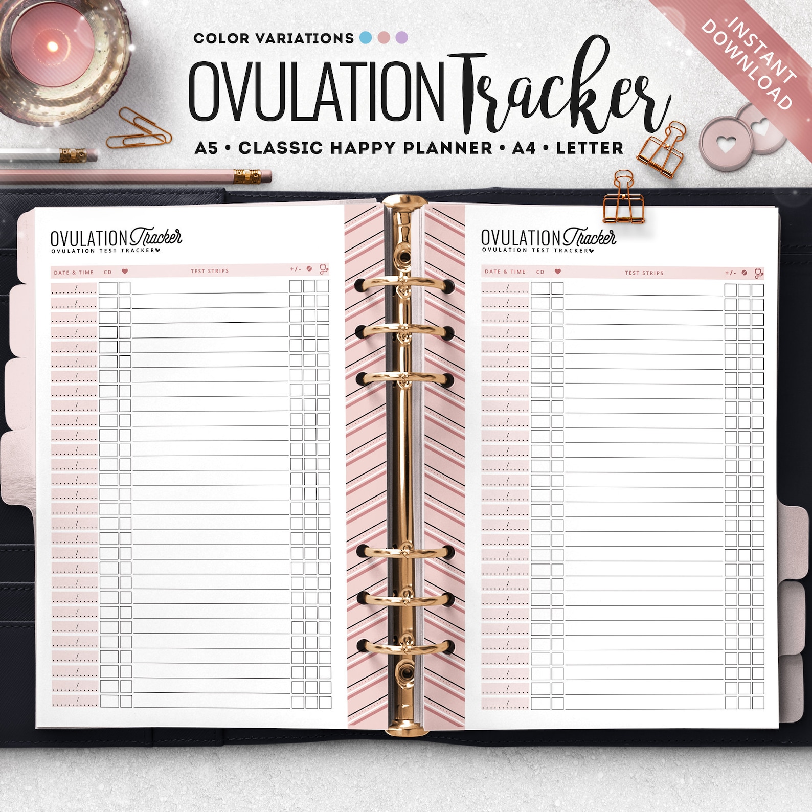 Ovulation Test Tracker, Ovulation Tracker, A5 Tracker, Health Planner ...