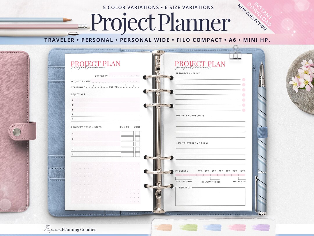 Personal Size Project Planner, A6 Project Planner, Personal Wide ...