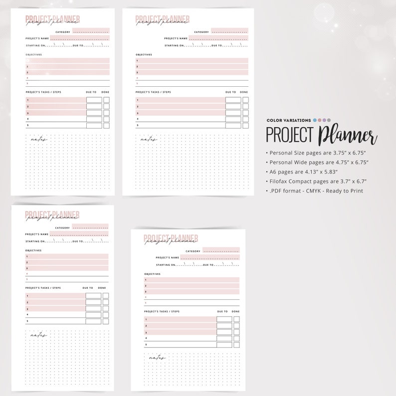 2021 Personal Size Project Planner A6 Project Planner - Etsy