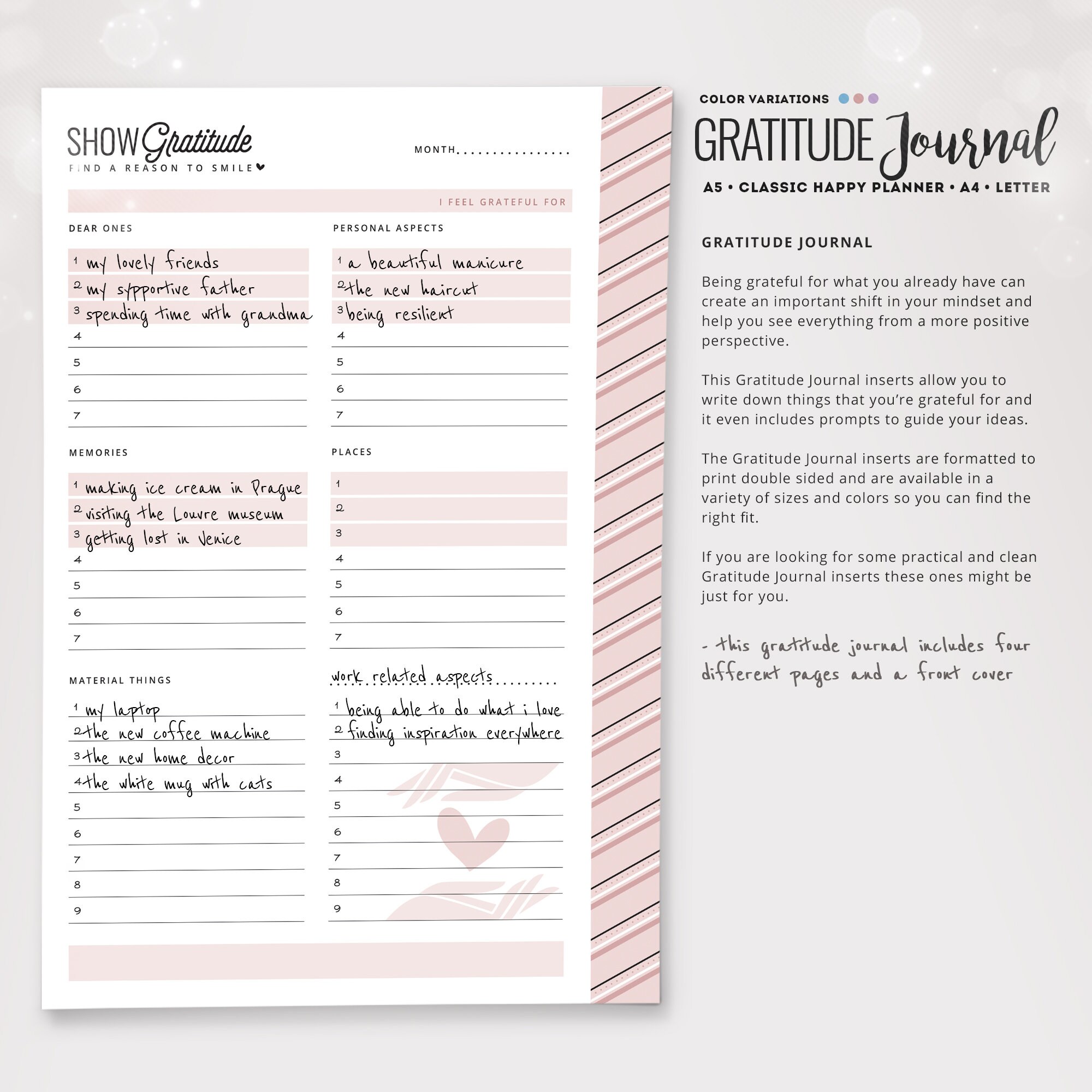 Gratitude Journal Printable, Gratitude Planner, Daily Gratitude Log ...