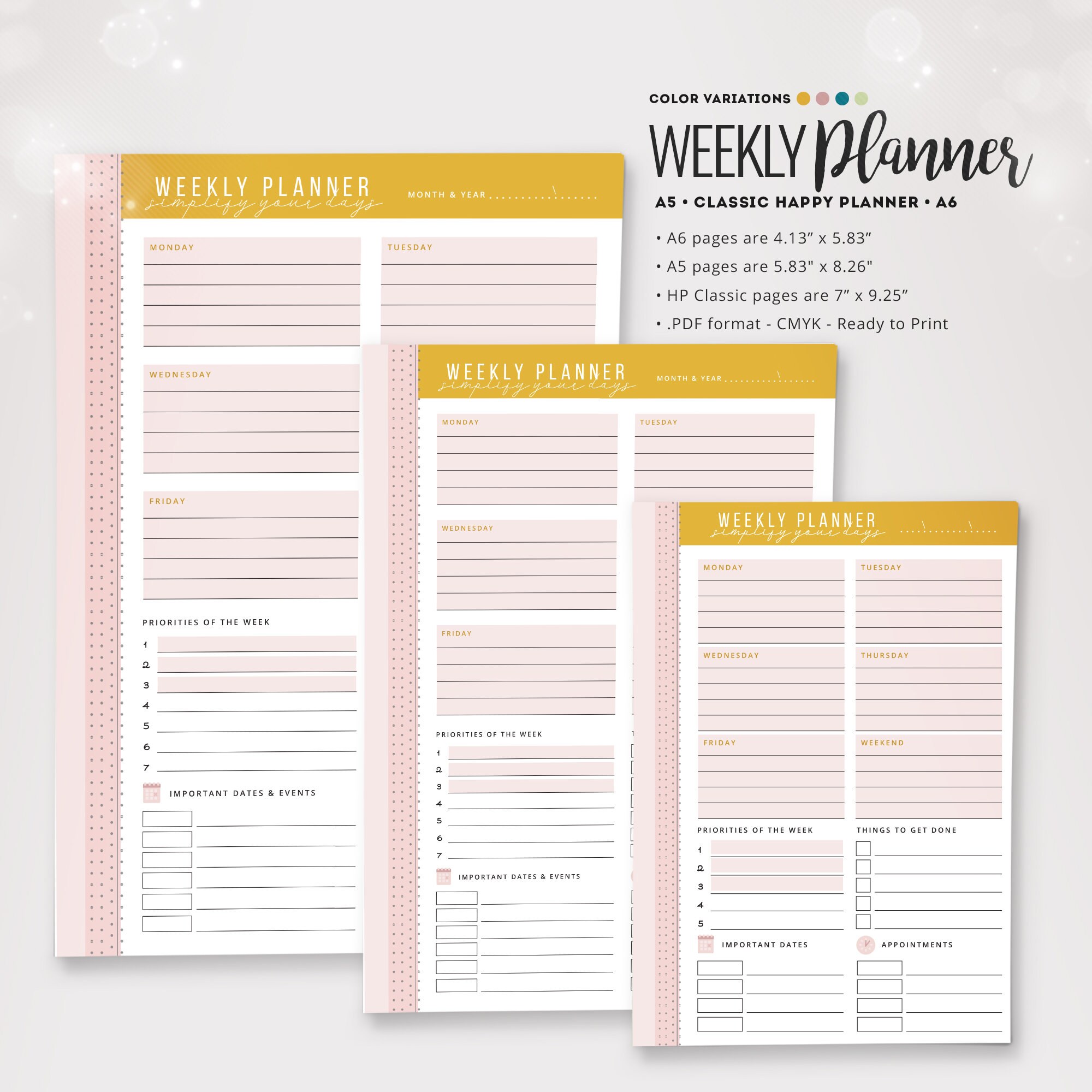 Weekly Planner Printable Happy Planner Insert HP Classic A5 Etsy weekly-planner-printable-happy-planner-insert-hp-classic-a5-etsy