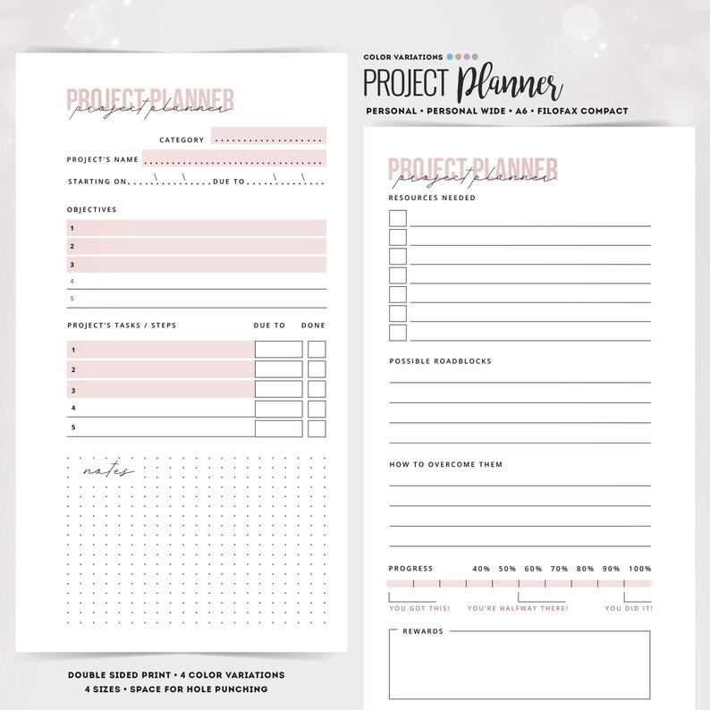2021 Personal Size Project Planner A6 Project Planner - Etsy