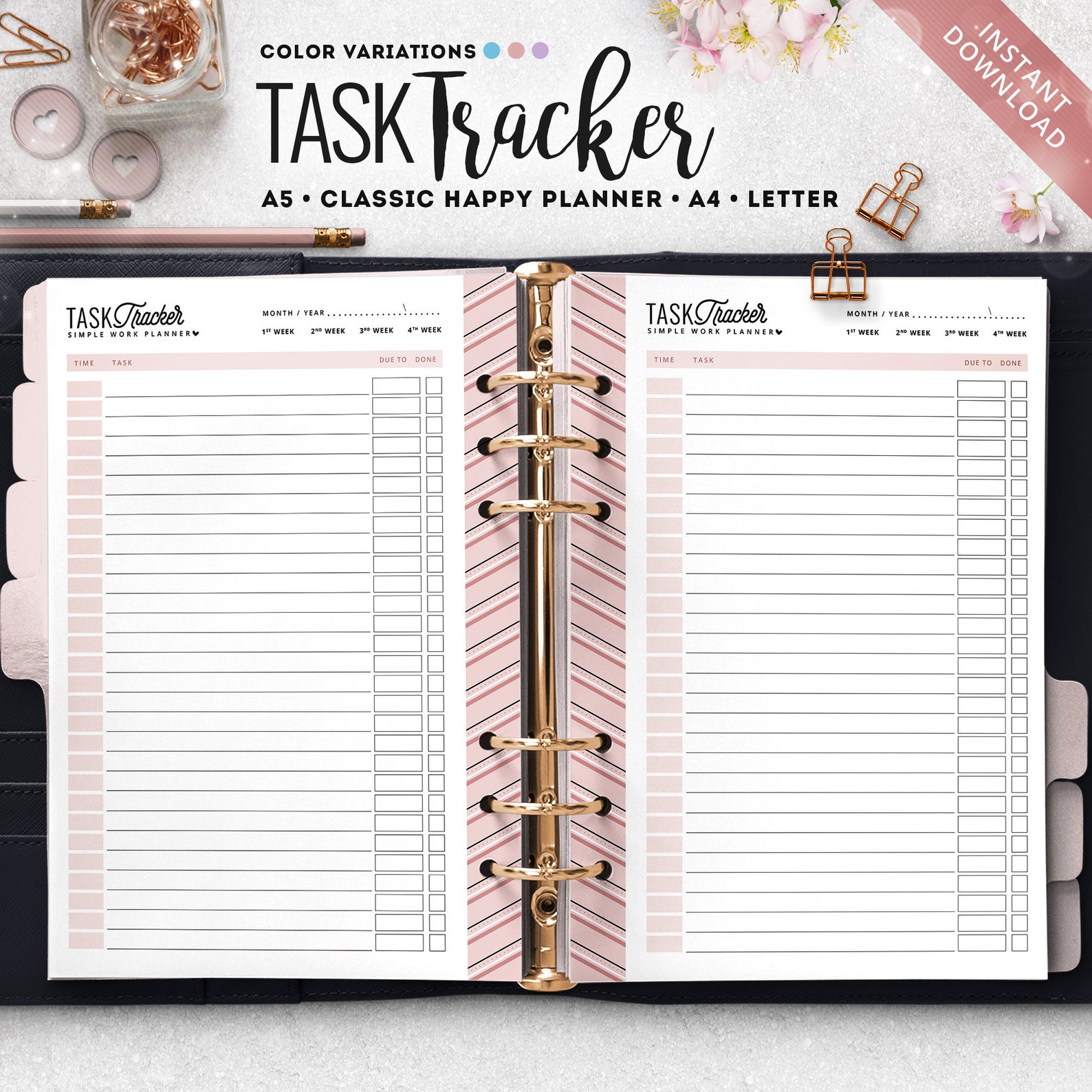 Work Planner Task Tracker A5 Planner Printable Classic HP - Etsy