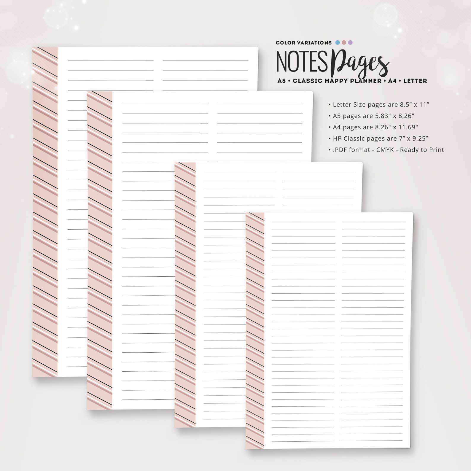 Printable Note Pages A5 Dot Grid A5 Lined Pages Classic - Etsy