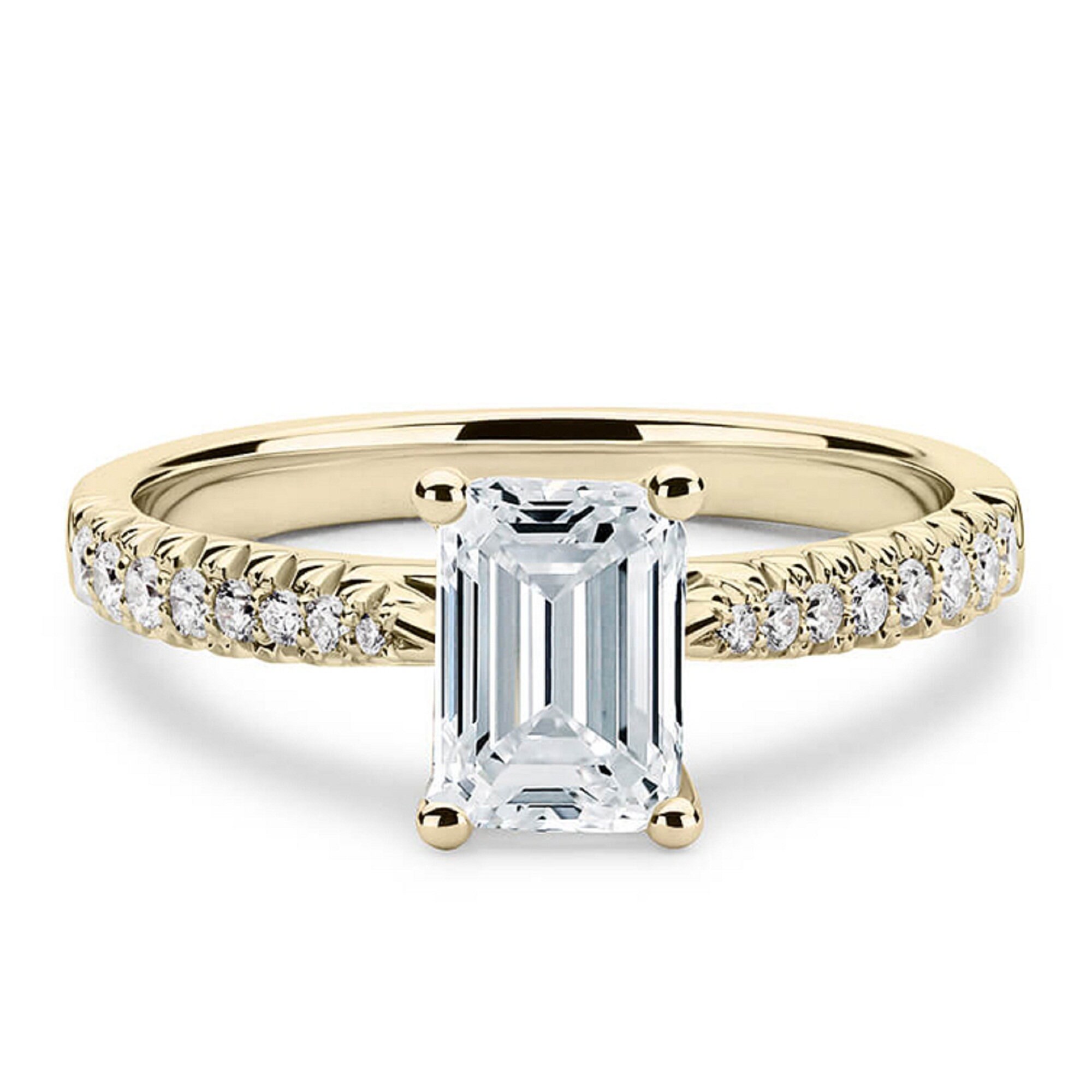 Classic Octagon Shaped White Diamond Simulated Ring Gold | Etsy