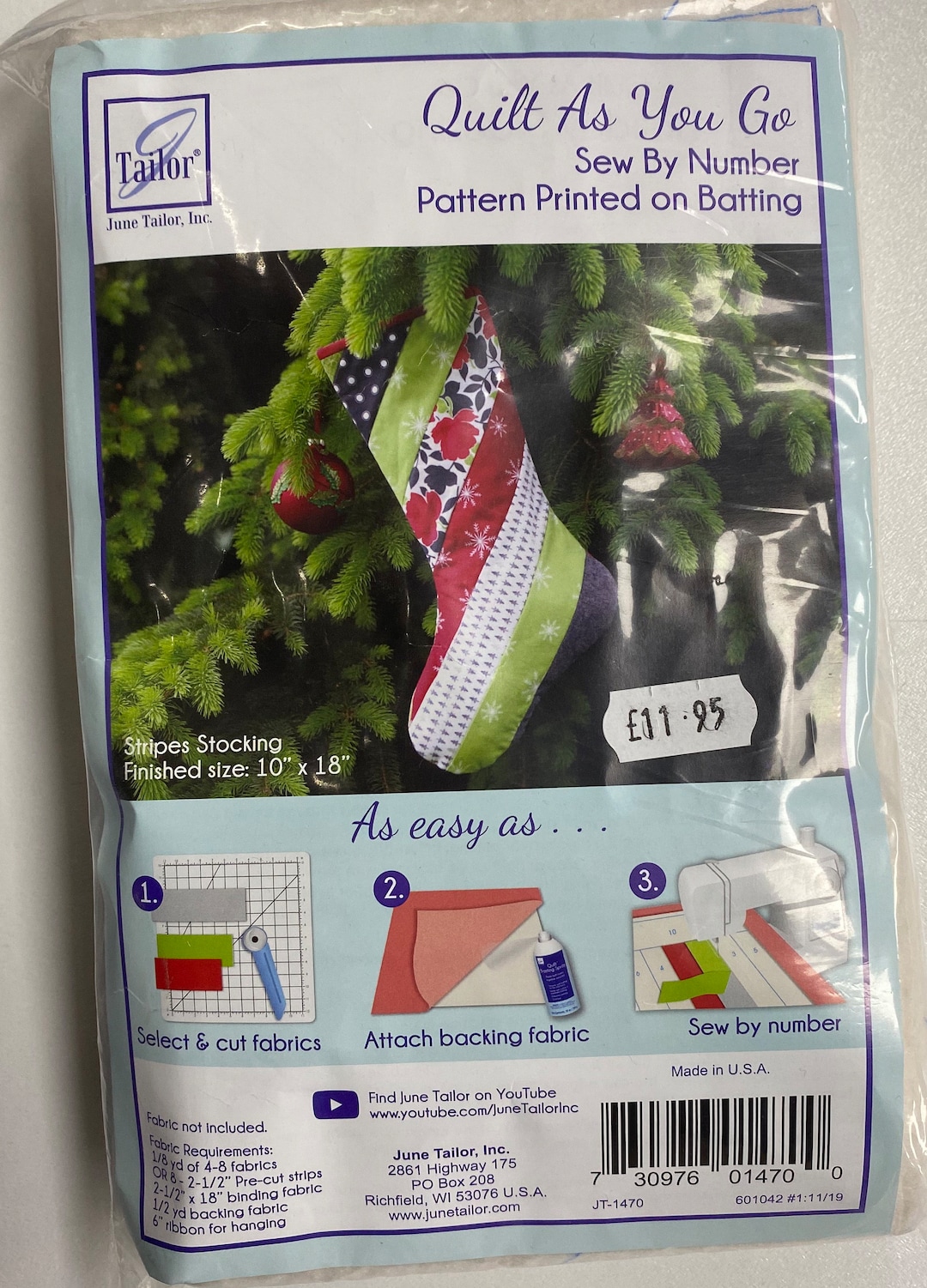 June Tailor Quilt as You Go Stripes Stocking Sew by Number Christmas ...