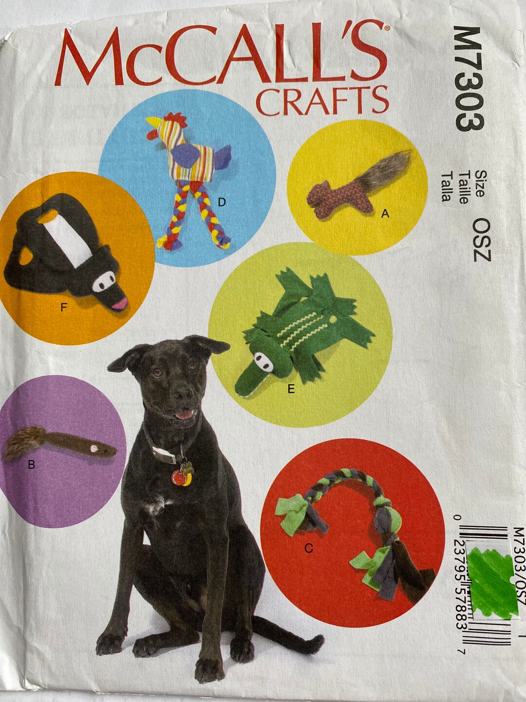Mccalls Crafts M7303 Rare Uncut Sewing Pattern for 6 Pet Dog Toys. Pet ...