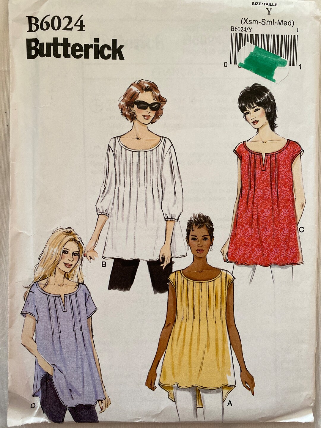 Butterick B6024 Uncut Sewing Pattern Misses/womens Tops 4 Variations ...