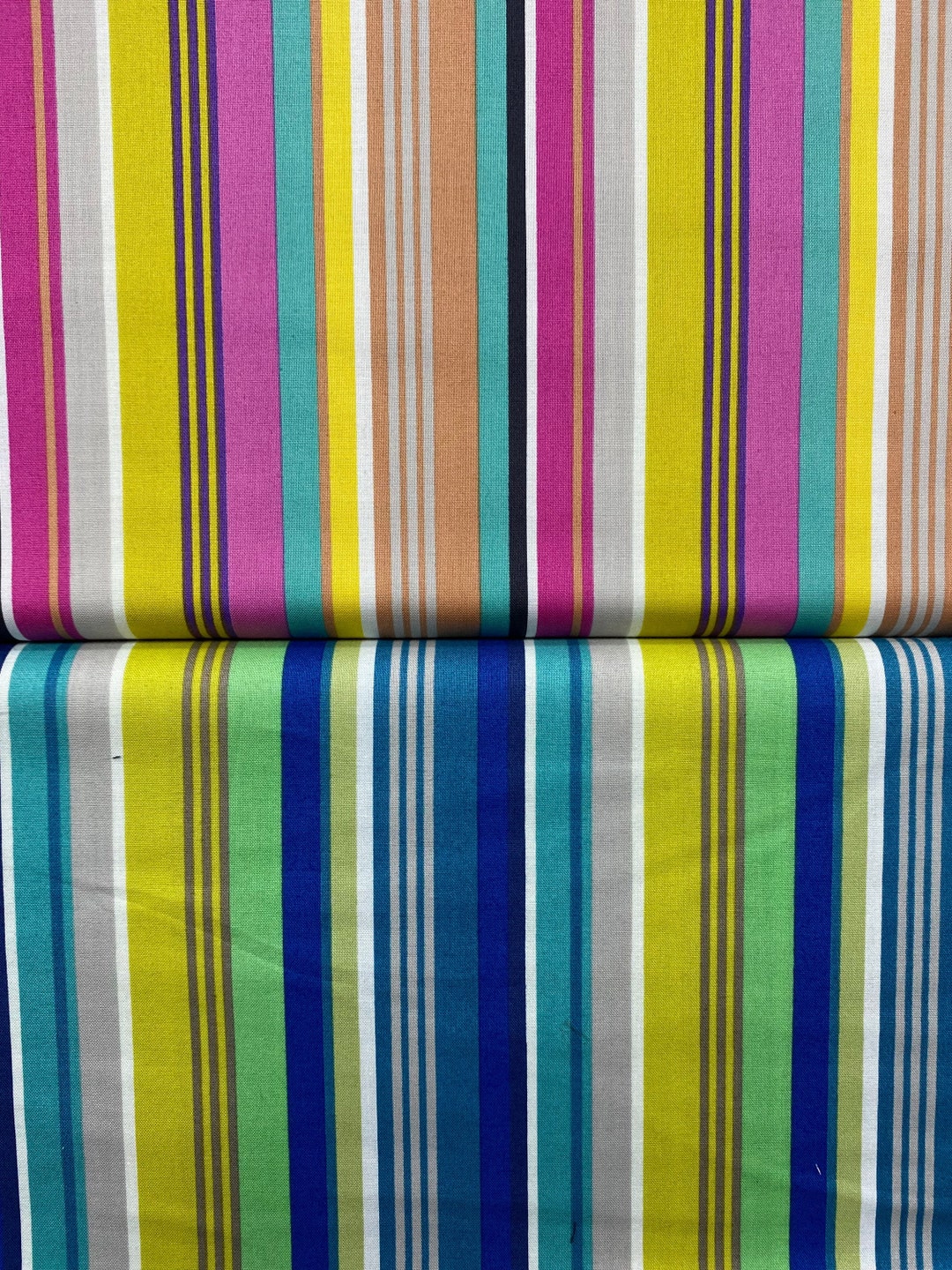 Lewis and Irene Dulce Brasil Fabric Stripes . Pink or Blue 100% Cotton ...