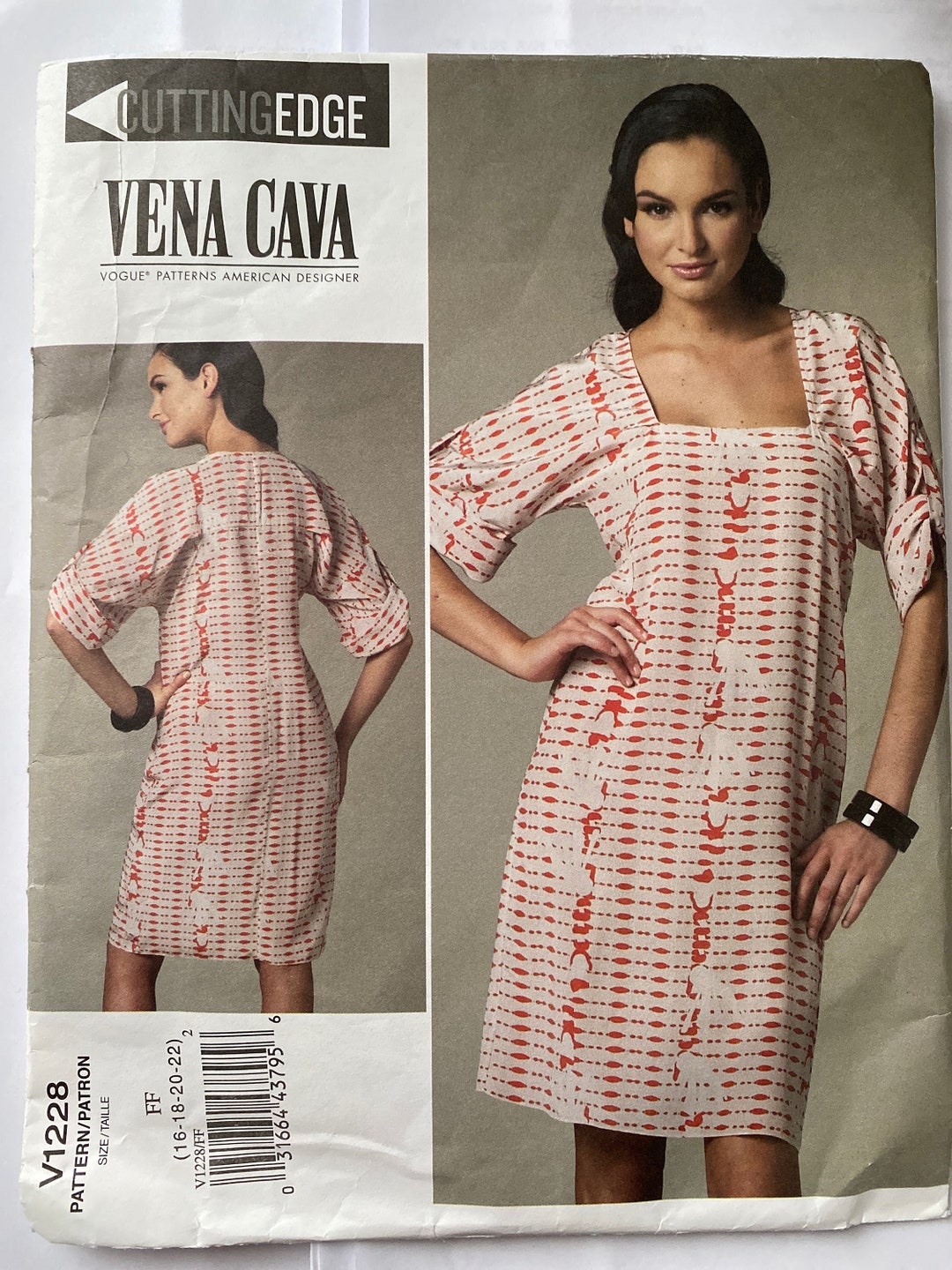 Vogue V1228 Rare Uncut Sewing Pattern Misses Womens Dress. Size 16-22 ...