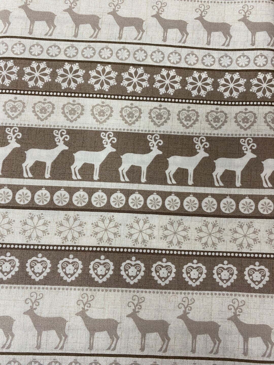 Christmas Scandi Fabric off White With Grey Reindeer Hearts - Etsy