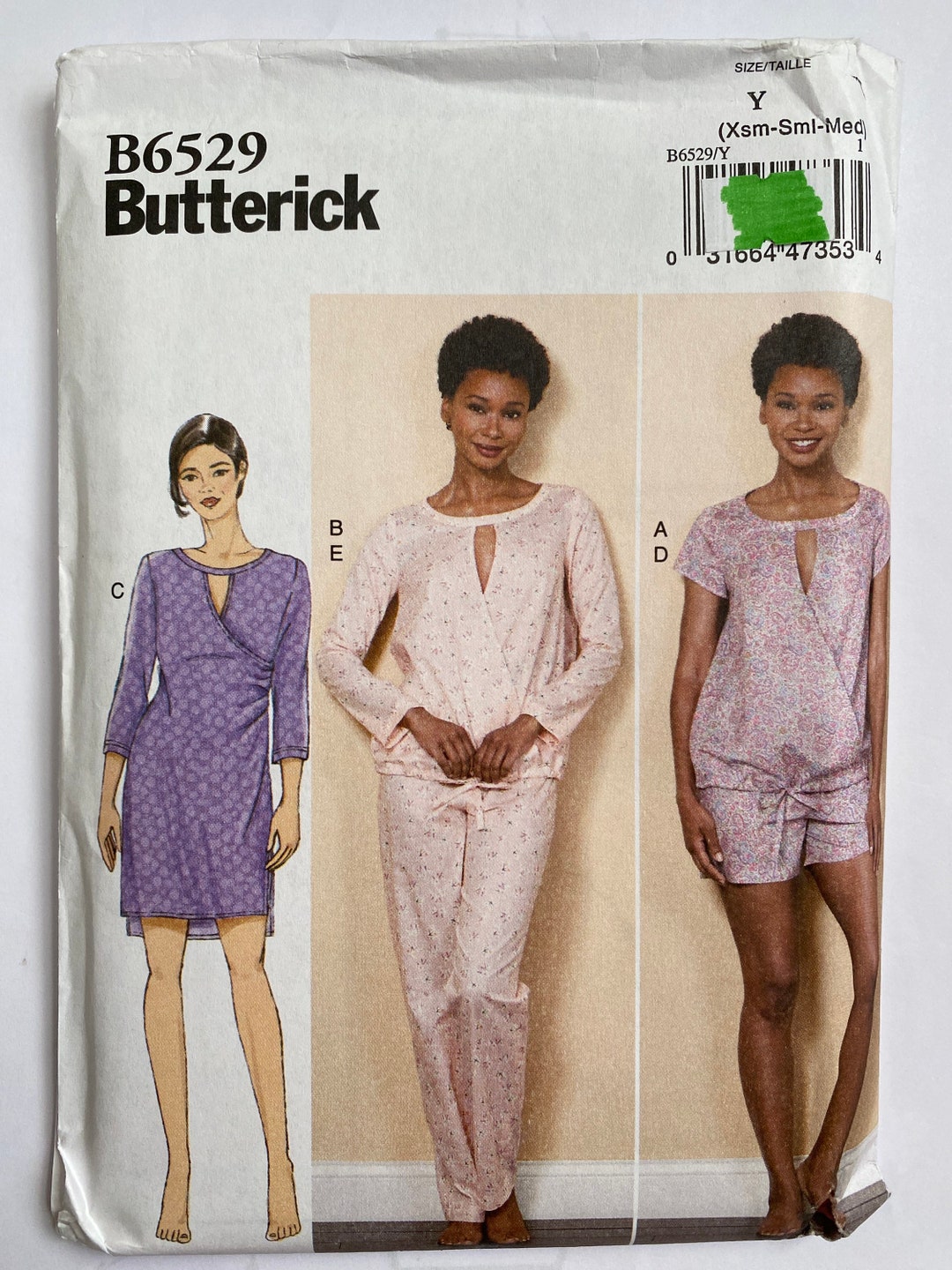 Butterick B6529 Uncut Sewing Pattern Misses Ladies Top, Dress, Shorts ...