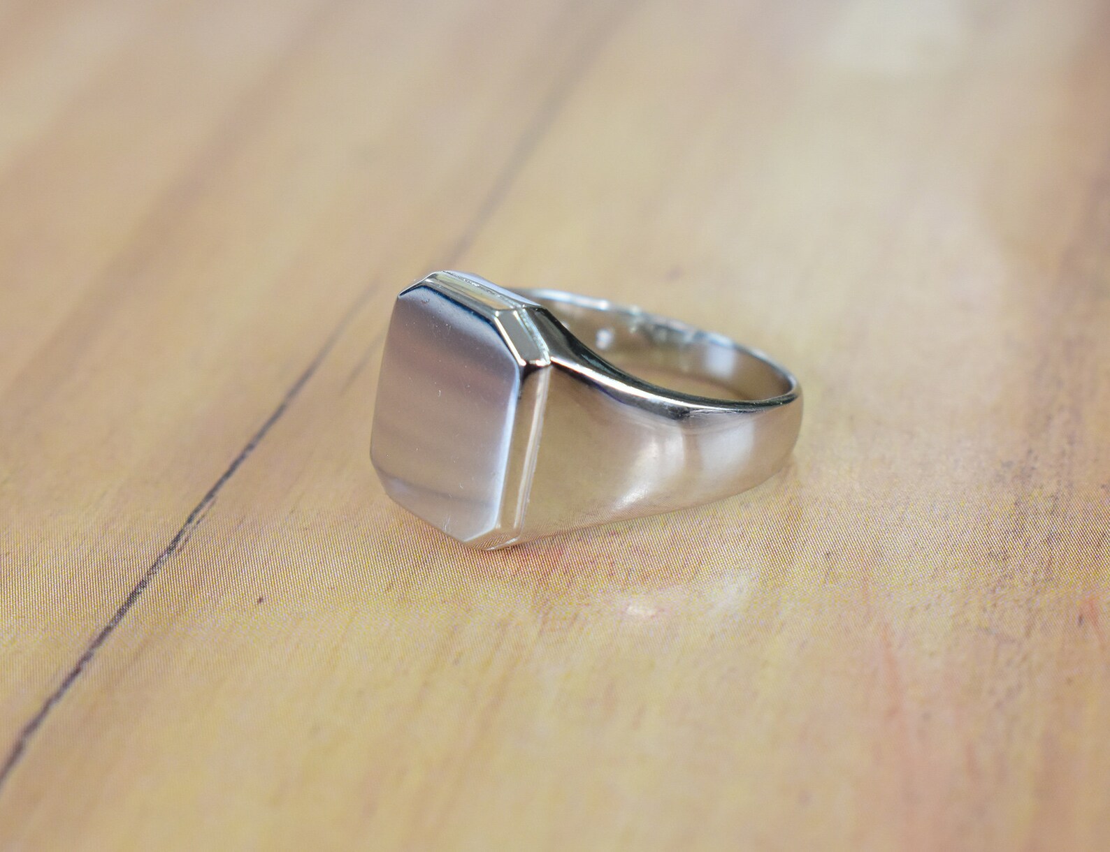 Sterling Silver Signet Ring Flat Top Ring Plain Silver Ring - Etsy