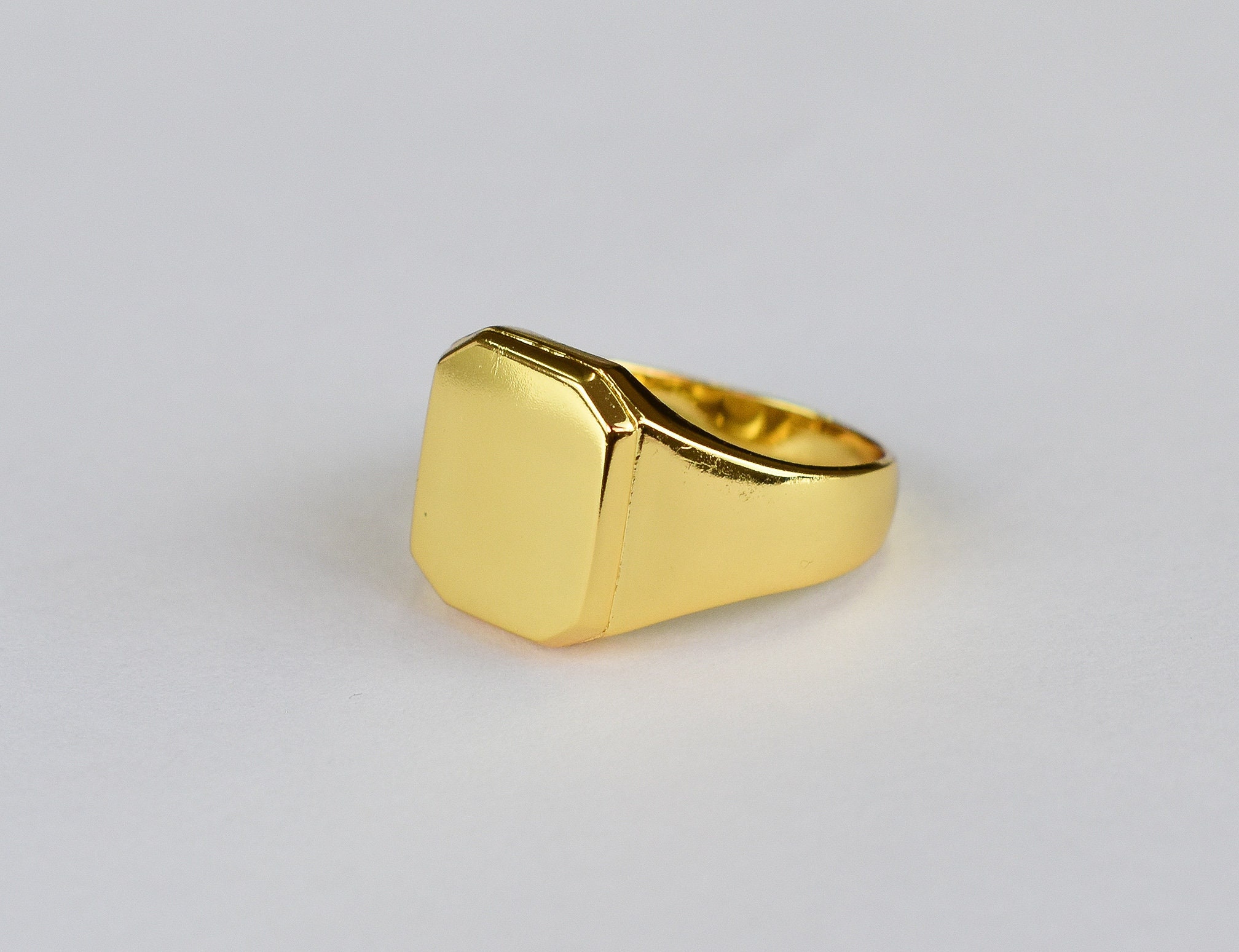 18k Gold Filled Signet Ring Flat Top Ring Plain Gold Ring - Etsy