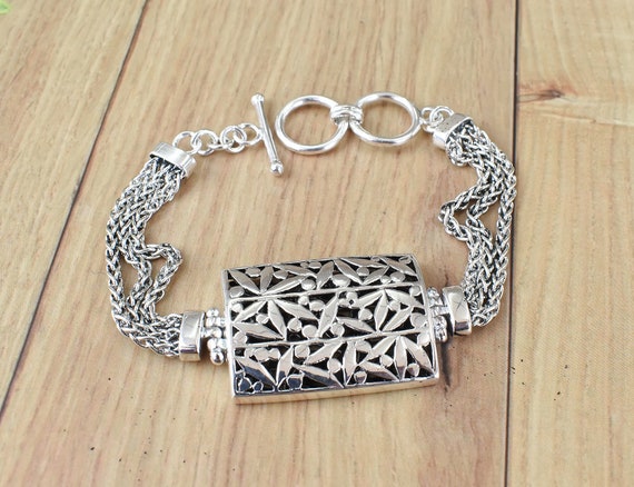 Solid 925 Sterling Silver Bracelet Statement Bracelet Heavy | Etsy