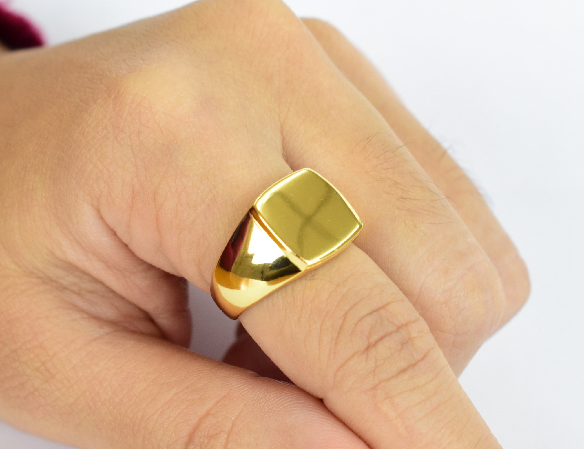 18k Gold Filled Square Signet Ring Smooth Plain Top Signet - Etsy