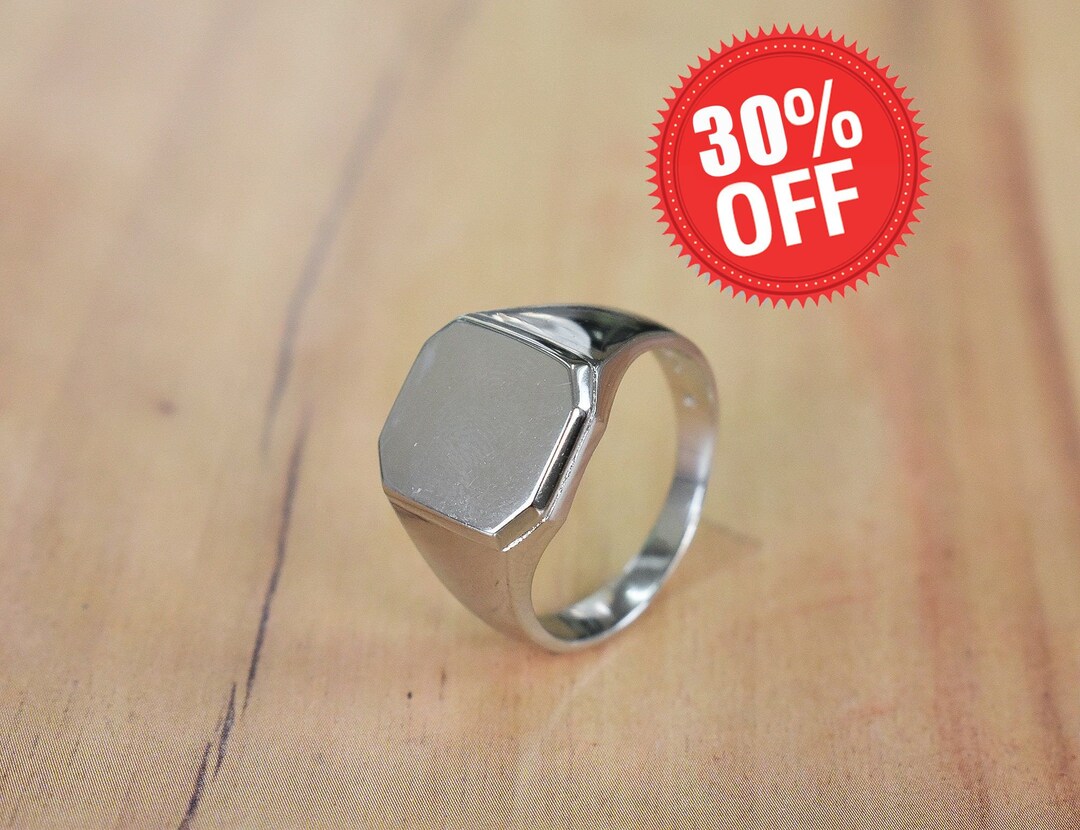Sterling Silver Signet Ring, Flat Top Ring, Plain Silver Ring Band ...