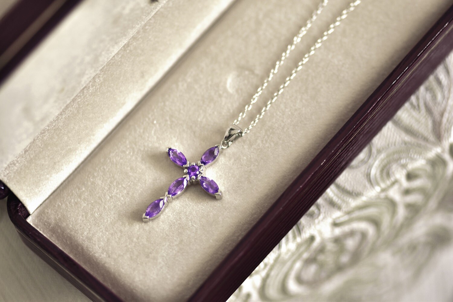 Sterling Silver Amethyst Cross Pendant Cross Gemstone - Etsy