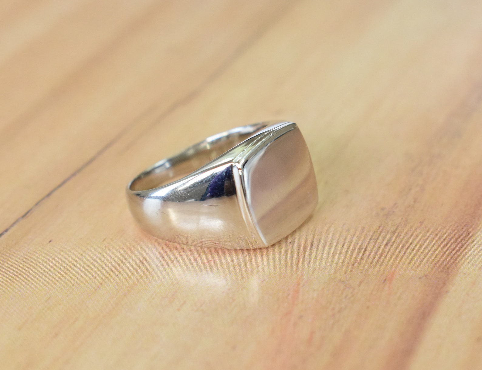 Sterling Silver Square Signet Ring Smooth Plain Top Signet - Etsy