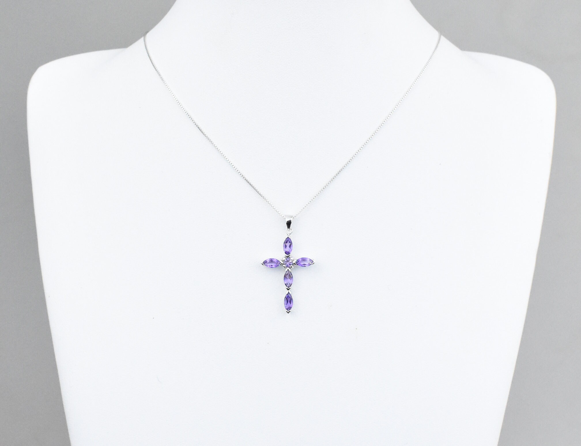 Sterling Silver Amethyst Cross Pendant Cross Gemstone | Etsy