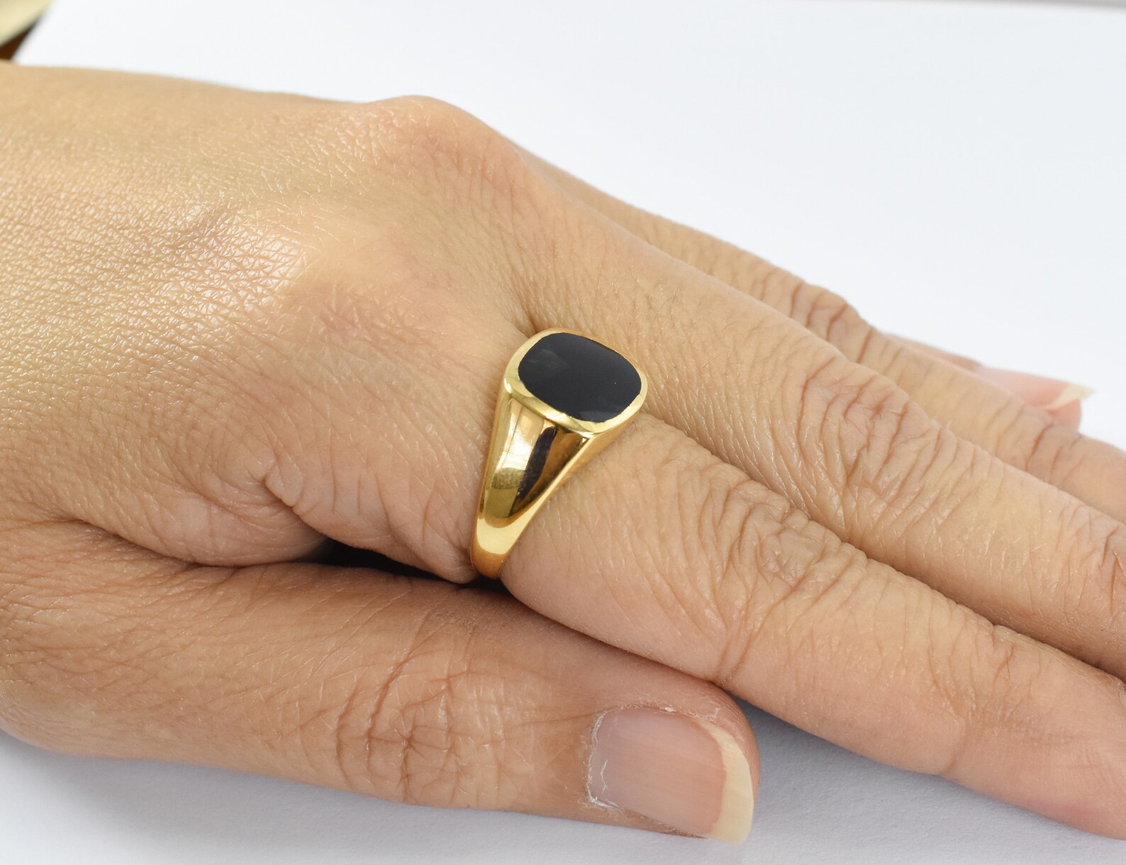 18k Gold Filled Signet Ring Black Onyx Signet Ring Men's - Etsy