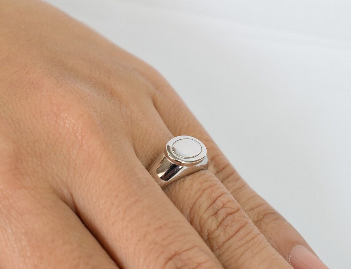 Silver Signet Ring Flat Top Oval Signet Ring Unisex Signet - Etsy