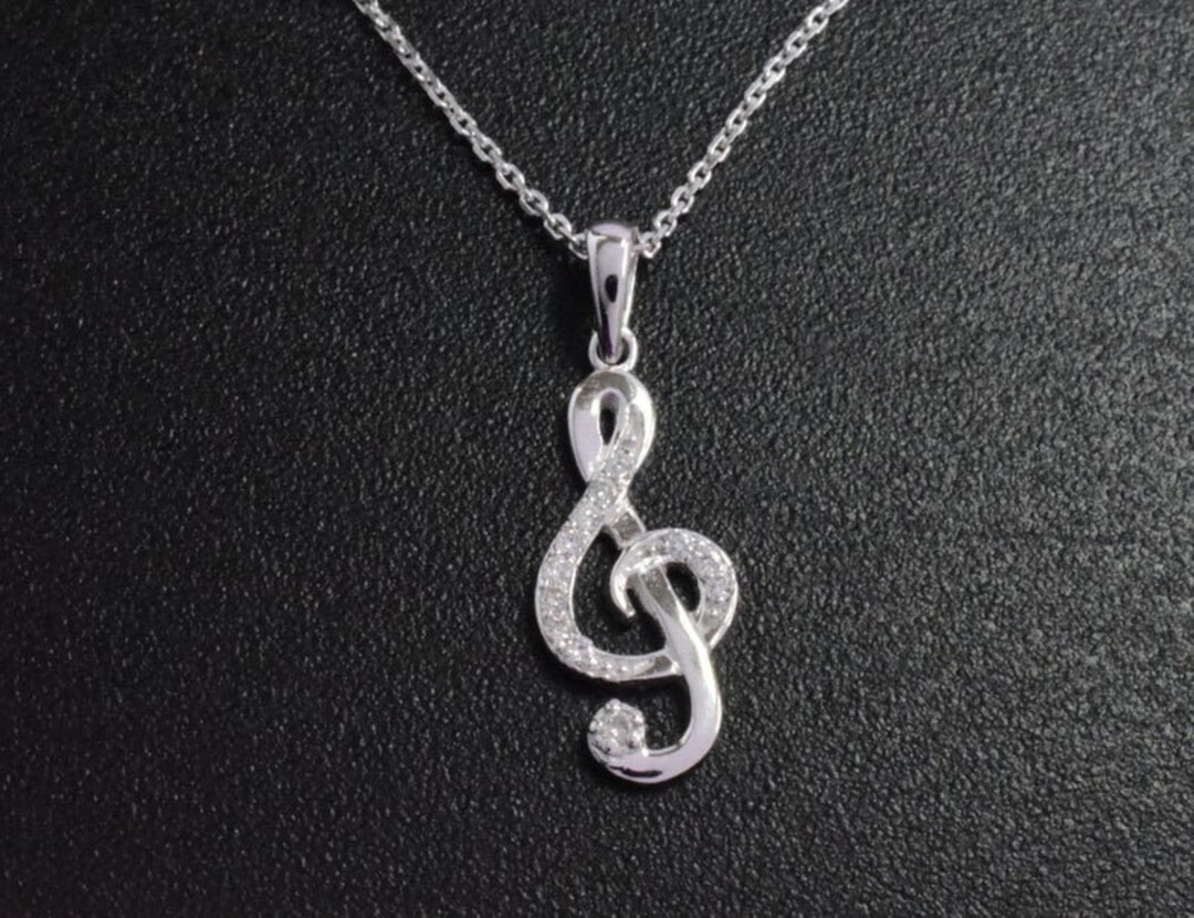 18K Gold Filled Diamond Treble Clef Necklace: Musical Jewelry - Etsy