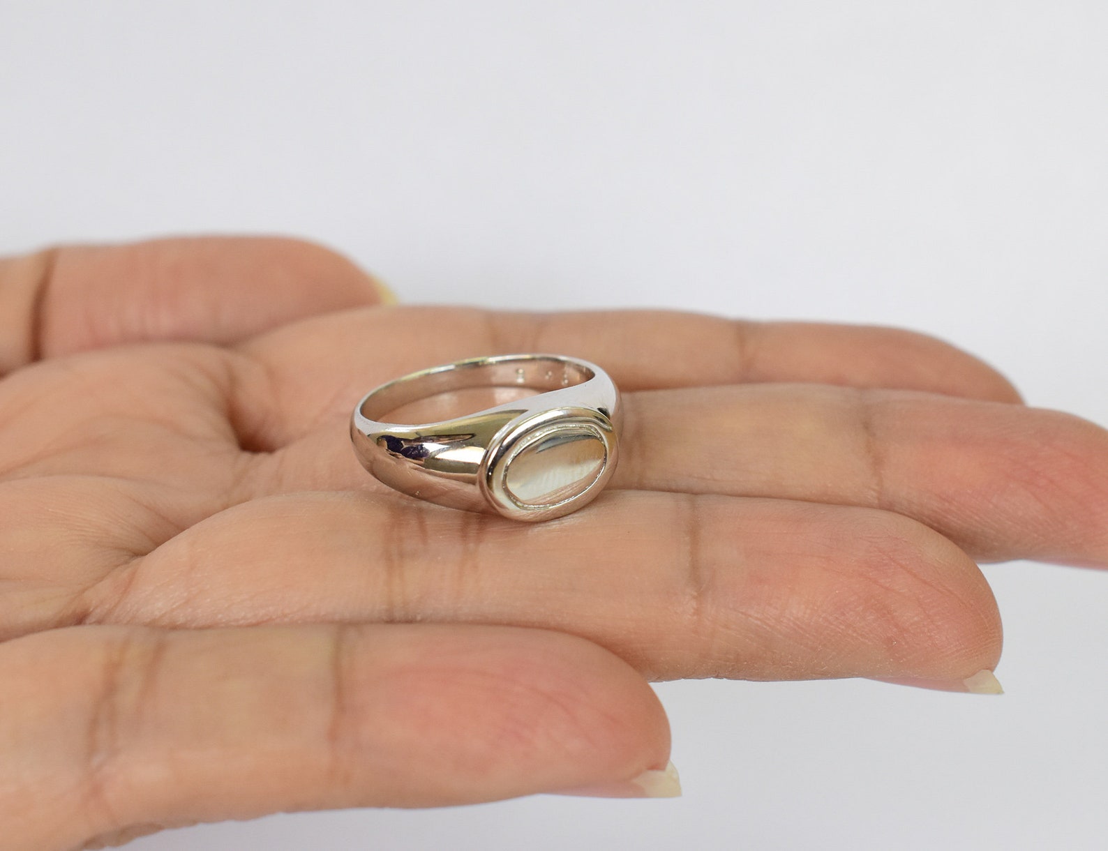 Silver Signet Ring Flat Top Oval Signet Ring Unisex Signet - Etsy