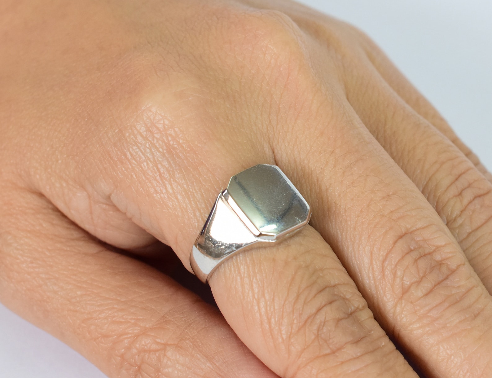 Sterling Silver Signet Ring Flat Top Ring Plain Silver Ring - Etsy