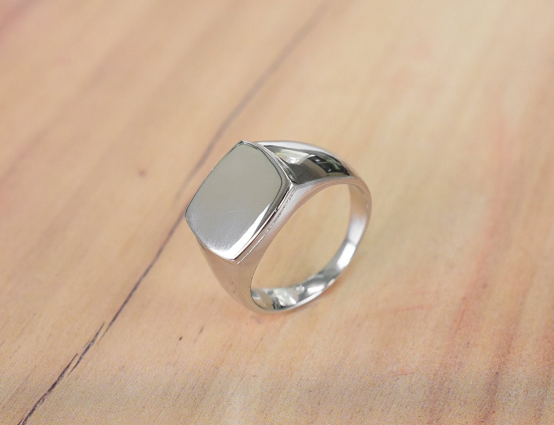 Sterling Silver Square Signet Ring Smooth Plain Top Signet - Etsy