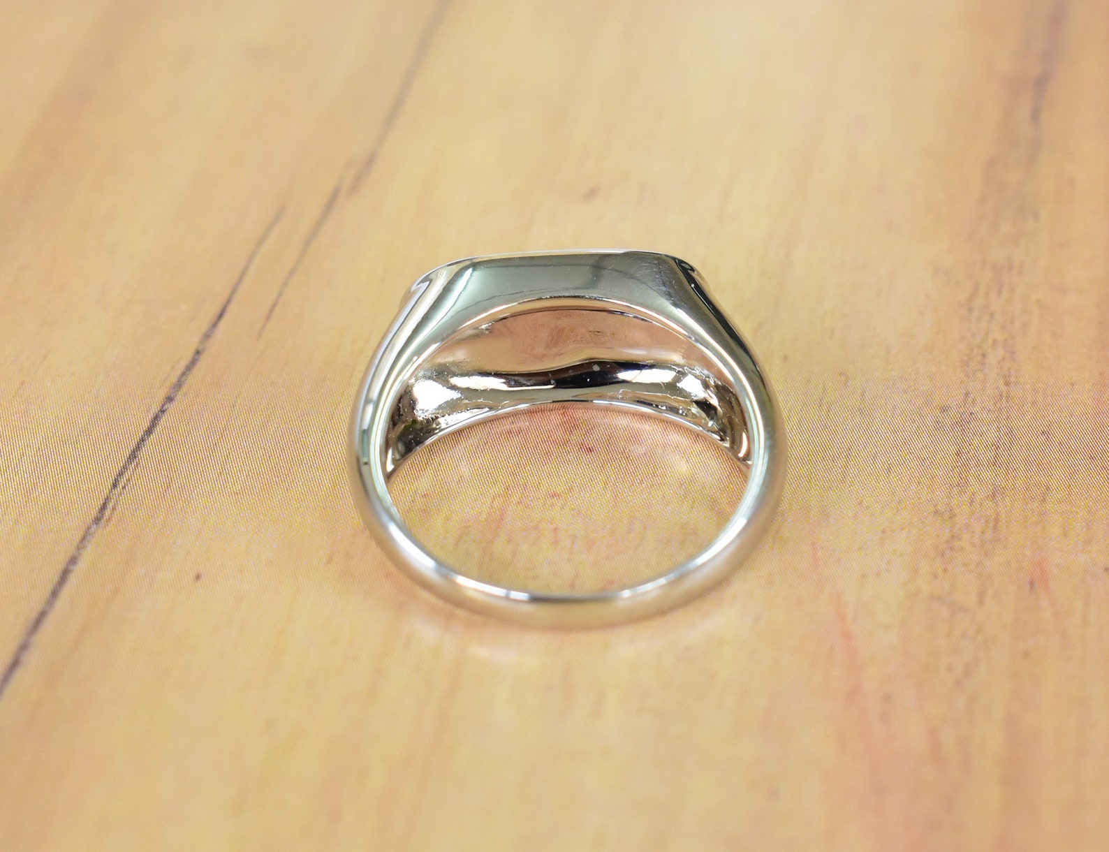 Silver Signet Ring Black Onyx Ring Flat Silver Ring Inlay | Etsy