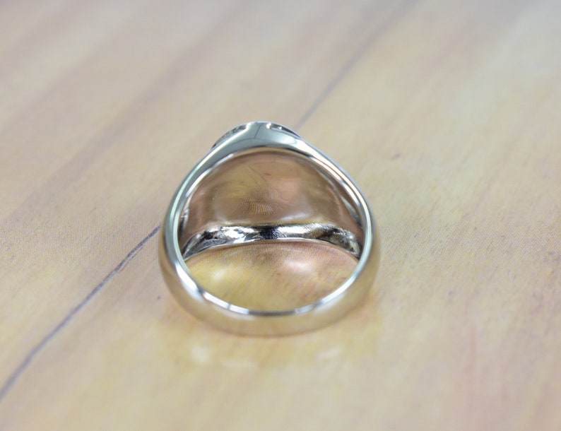 Silver Signet Ring Black Onyx Silver Flat Inlay Ring Wide | Etsy