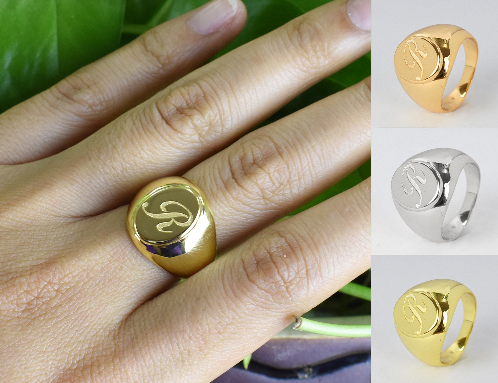 Signet Initial Ring Wide Signet Ring Men Ring Statement | Etsy