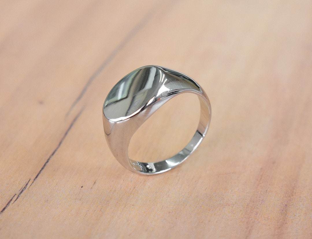 925 Sterling Silver Signet Ring: High Polish Oval Flat Top - Etsy