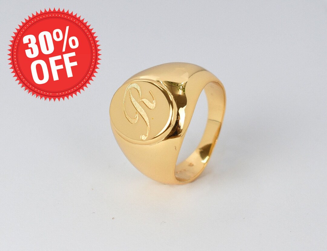 Signet Initial Ring Wide Signet Ring Men Ring Statement - Etsy