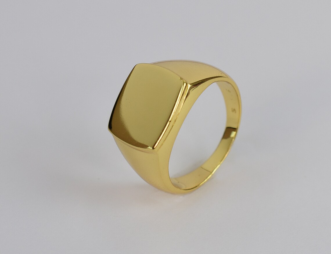 14k Gold Filled Square Signet Ring Smooth Plain Top Signet | Etsy