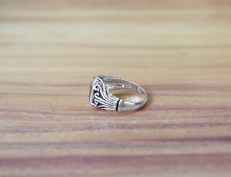 Red Jasper Signet Ring Sterling Silver Classic Mens Signet | Etsy