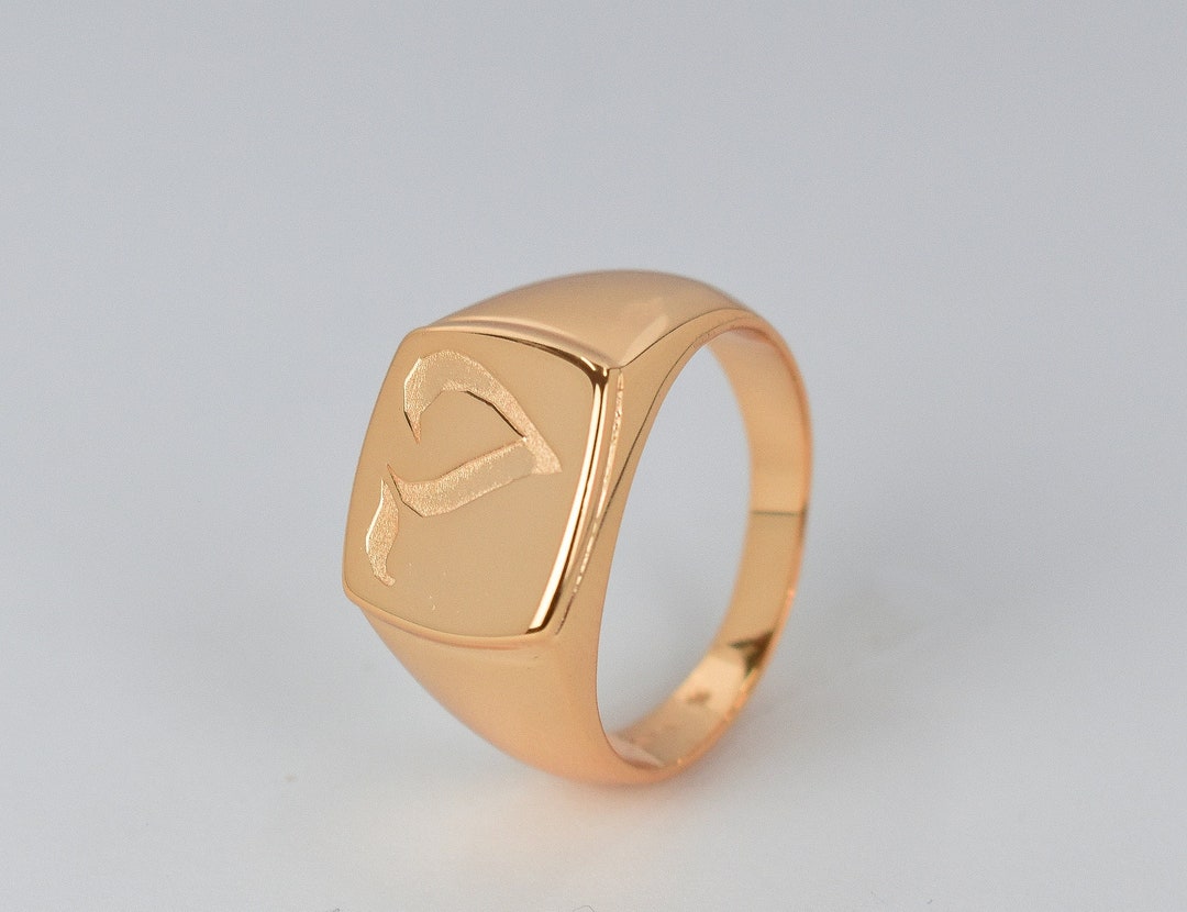 Gold Filled Signet Ring, Initial Signet Ring, Engraved Personalized ...