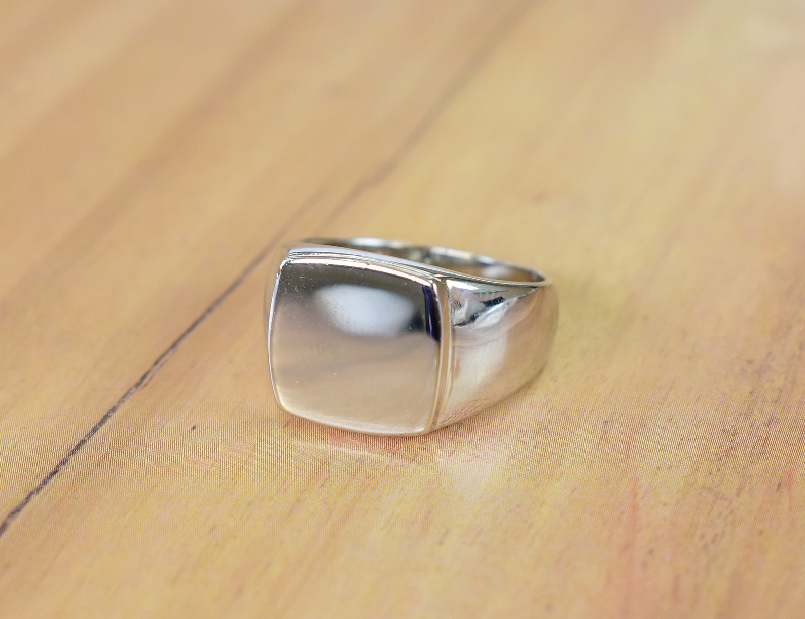 Sterling Silver Square Signet Ring: Rhodium Plated Unisex Band - Etsy